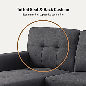 Lilola Home Lucca Dark Gray Linen Reversible Sleeper Sectional Sofa with Storage Chaise