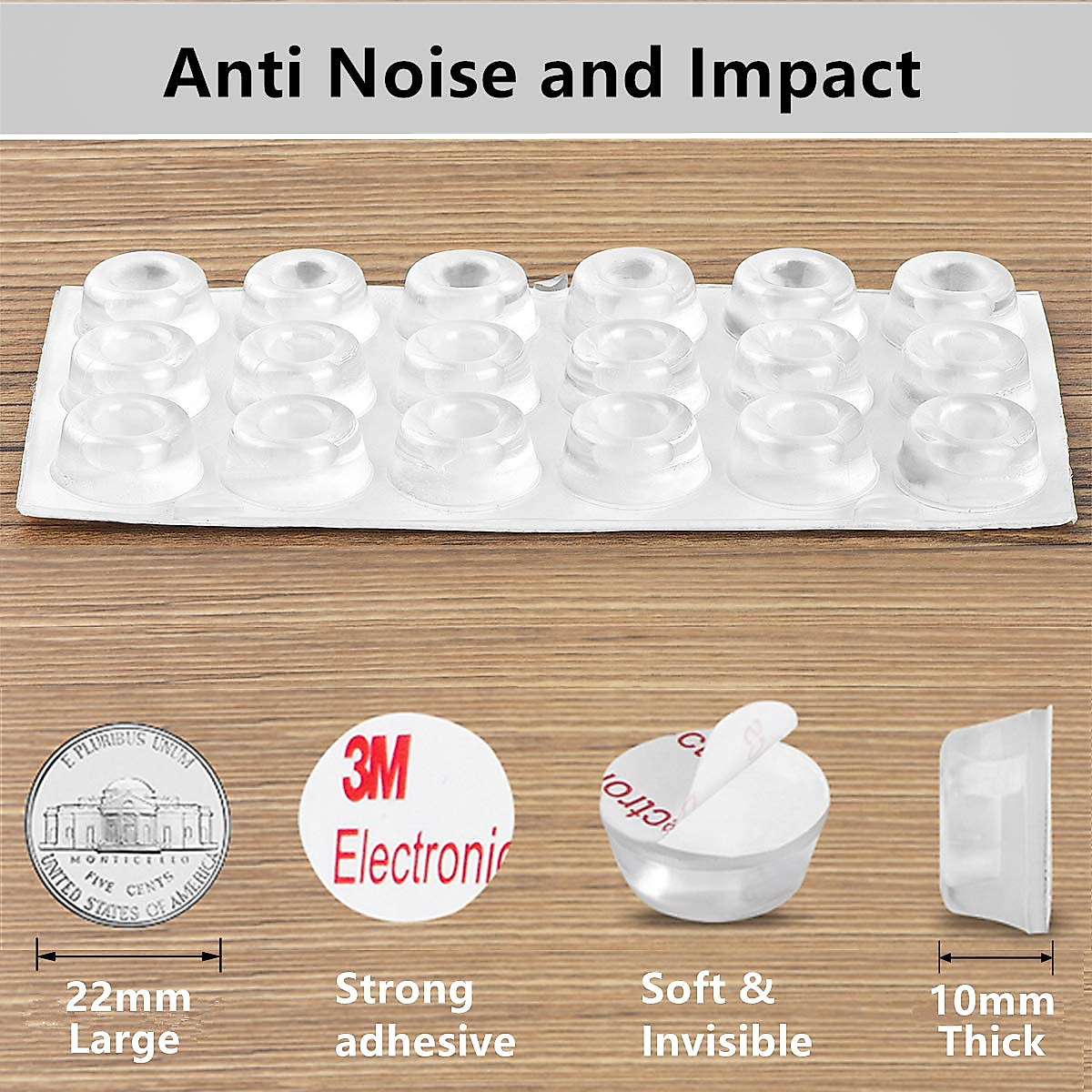 Door Knob Stopper Rubber Wall Protector, Door Knob Bumpers for Wall, 18PCS Small Door Stopper and 20 PCS Bumper Pads, Bumpers Doorstop, Cabinet Door Wall Protector