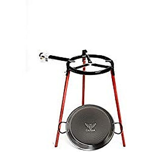 Castevia Complete EcoSet Polished Steel Paella Pan 15-Inch 38cm up to 8 servings + Paella Gas Burner