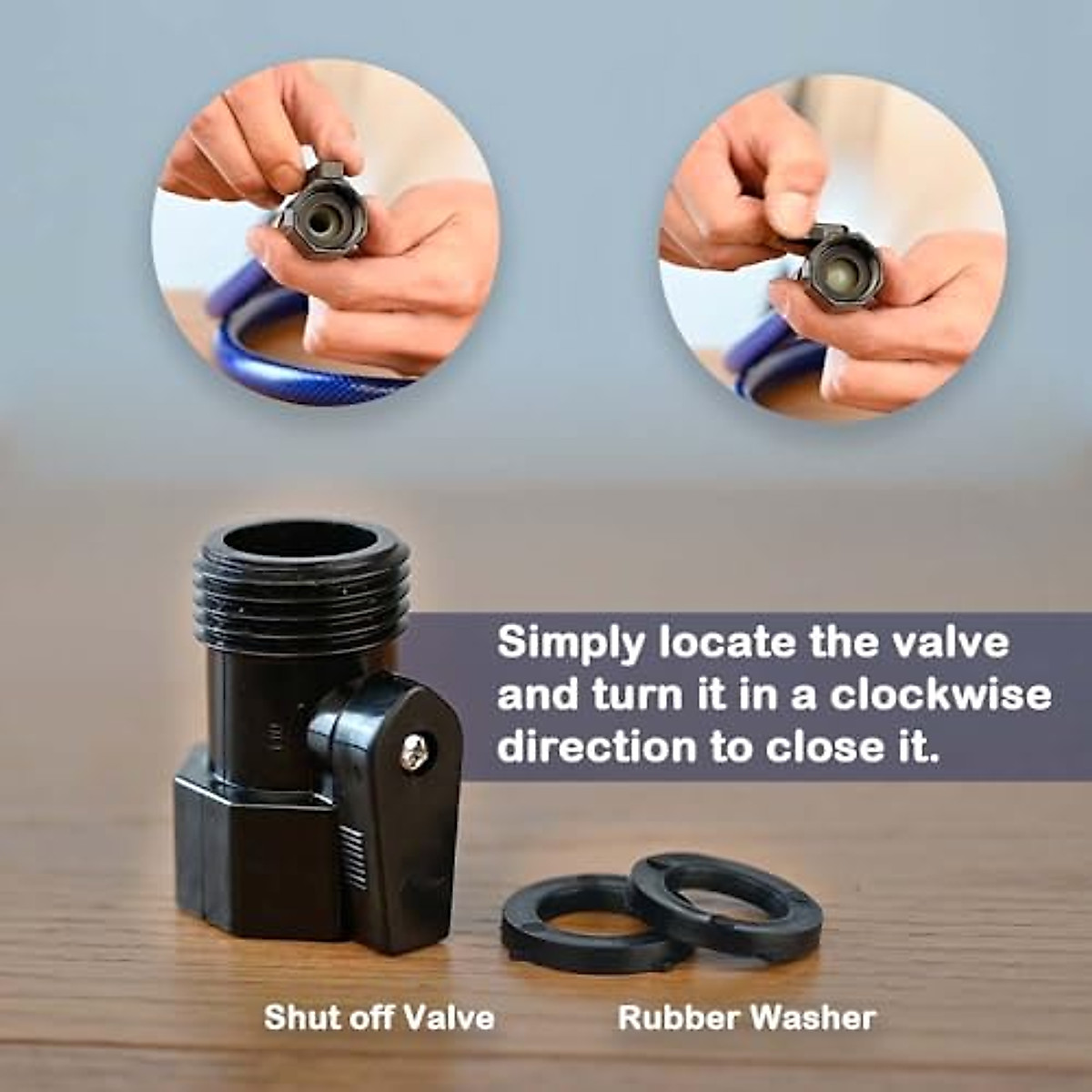 FangFarm 5/8" Outdoor PVC Garden Hose with Water Stop, Hose Shut Off Valve, Flexible Water Hose, Durable and Leakproof, Solid Brass GHT Connector (20FT, Blue)