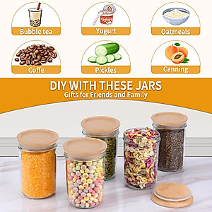 Xyptorix 6-Pack Overnight Oats Containers with Lids - Wide Mouth Mason Jars 16 oz, Easy to Clean Glass Jars with Bamboo Lid for Oatmeals, Chia Pudding, Salad, Yogurt, Snacks, Spice, Coffee