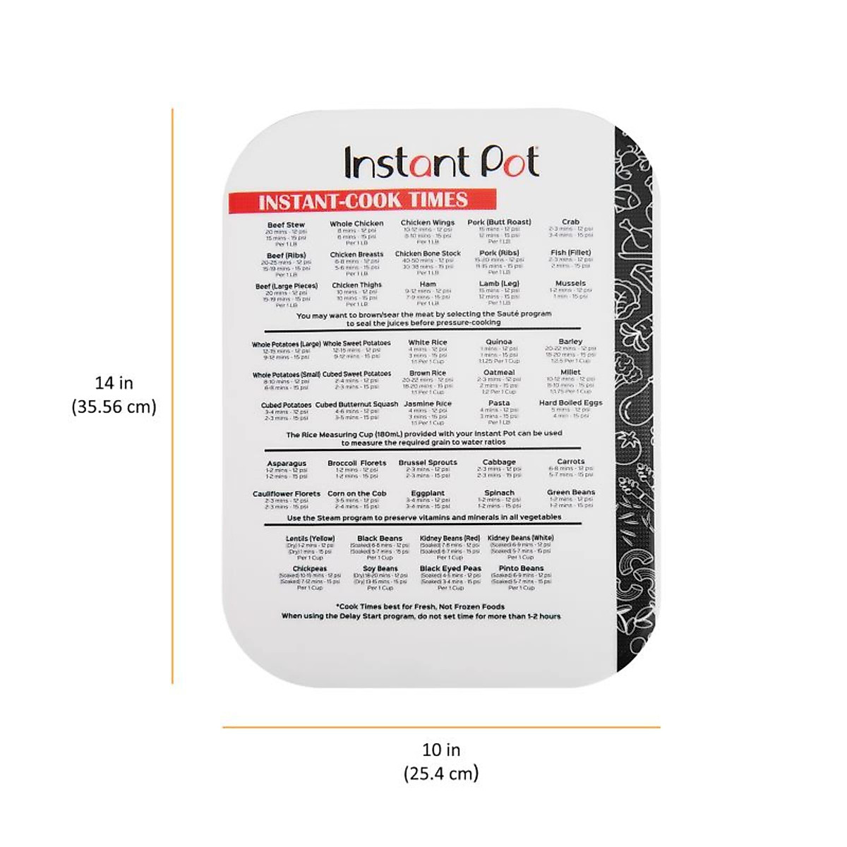 Instant Pot Official 2 Piece Cutting Mat with Cook Times, 10x14 Inch, Multicolor