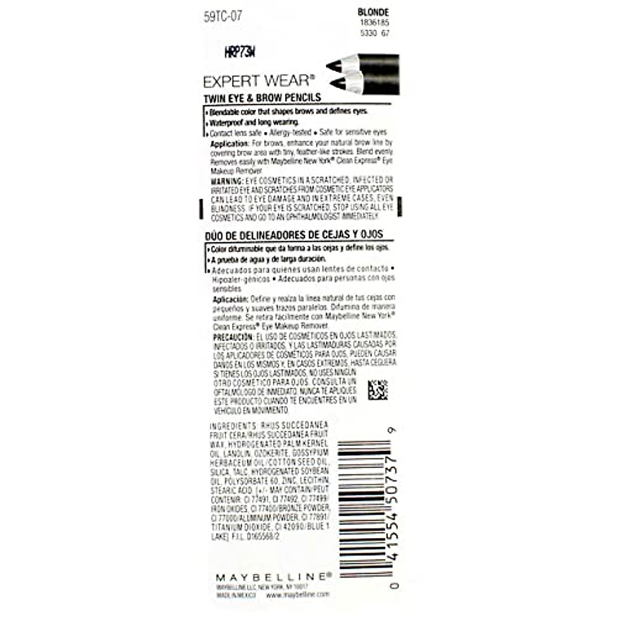 Maybelline Expert Eyes Brow And Eye Pencil, Blonde [107], 0.03 oz (Pack of 2)