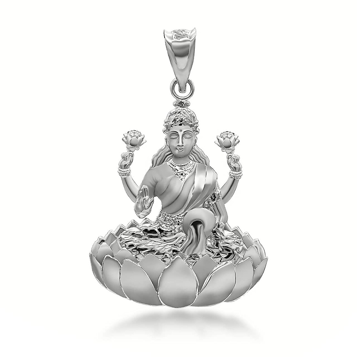 Certified 925 Sterling Silver Hindu Goddess Lakshmi (Luxmi) Pendant
