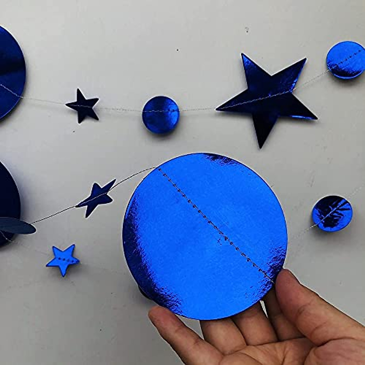 Royal Blue Birthday Party Decorations Star Paper Streamers Circle Garland for Wedding Baby Shower Graduation Hanging Ceiling Wall Window Decorations Hen Party Supplies (Royal Blue, 2 Strings)