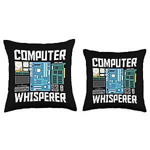 Funny Saying Technical Support Apparel Whisperer | Computer Programmer Software Developer Throw Pillow, 16x16, Multicolor