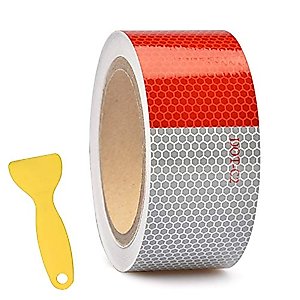 RVMATE 2 Inch x 30 Feet DOT Trailer Reflective Tape, Waterproof, Highly Visible Red & White Tape for Trailers, Outdoor Cars, Trucks