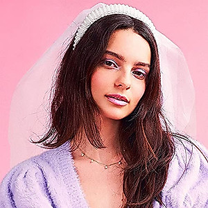 xo, Fetti Bachelorette Party Decorations Pearl Headband with Detachable Veil | White Headpiece Bridal Shower Gift, Bridesmaid Favors