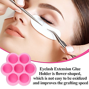 200 Pieces Flower Shape Glue Cup Lash Glue Holder Eyelash Extension Flower Pallet Grafting Eyelash Cup False for Women Girls Extension Supply
