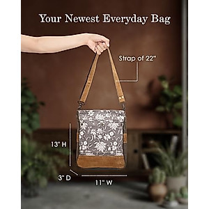 Myra Bag Blossom Print Upcycled Canvas & Leather Shoulder Bag S-1427