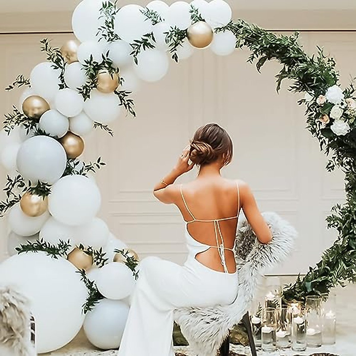 RUBFAC White Balloons, 146 pcs Different Sizes Pack of 36 18 12 10 5 Inch for Balloon Garland or Balloon Arch as Graduation Wedding Birthday Baby Shower Anniversary Party Decorations