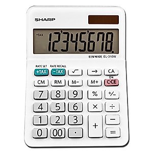 Sharp EL-310WB Calculator, White 3.125, 3.38 x 4.75 x 1.0 inches