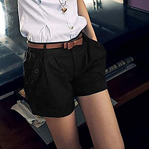 Fashion Loose Shorts, Thenlian Women's Solid England style Mid Waist Casual Summer Shorts Pants(XL, Black)