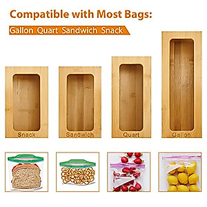 Ziplock Bag Organizer for Kitchen Drawer, 4 PACK Storage Bag Organizer ,Bamboo Food Storage Bag Holder Compatible with Ziploc, Solimo, Glad, Hefty, for Gallon, Quart, Sandwich & Snack Variety Size Bag (Natural)