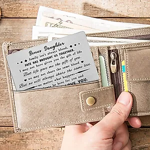 Yobent Bonus Daughter Gifts from Stepdad Stepmom, Personalized Stepdaughter Birthday Wallet Card from Step Mom Dad, Adopted Daughter Wedding Mothers Day Card Present