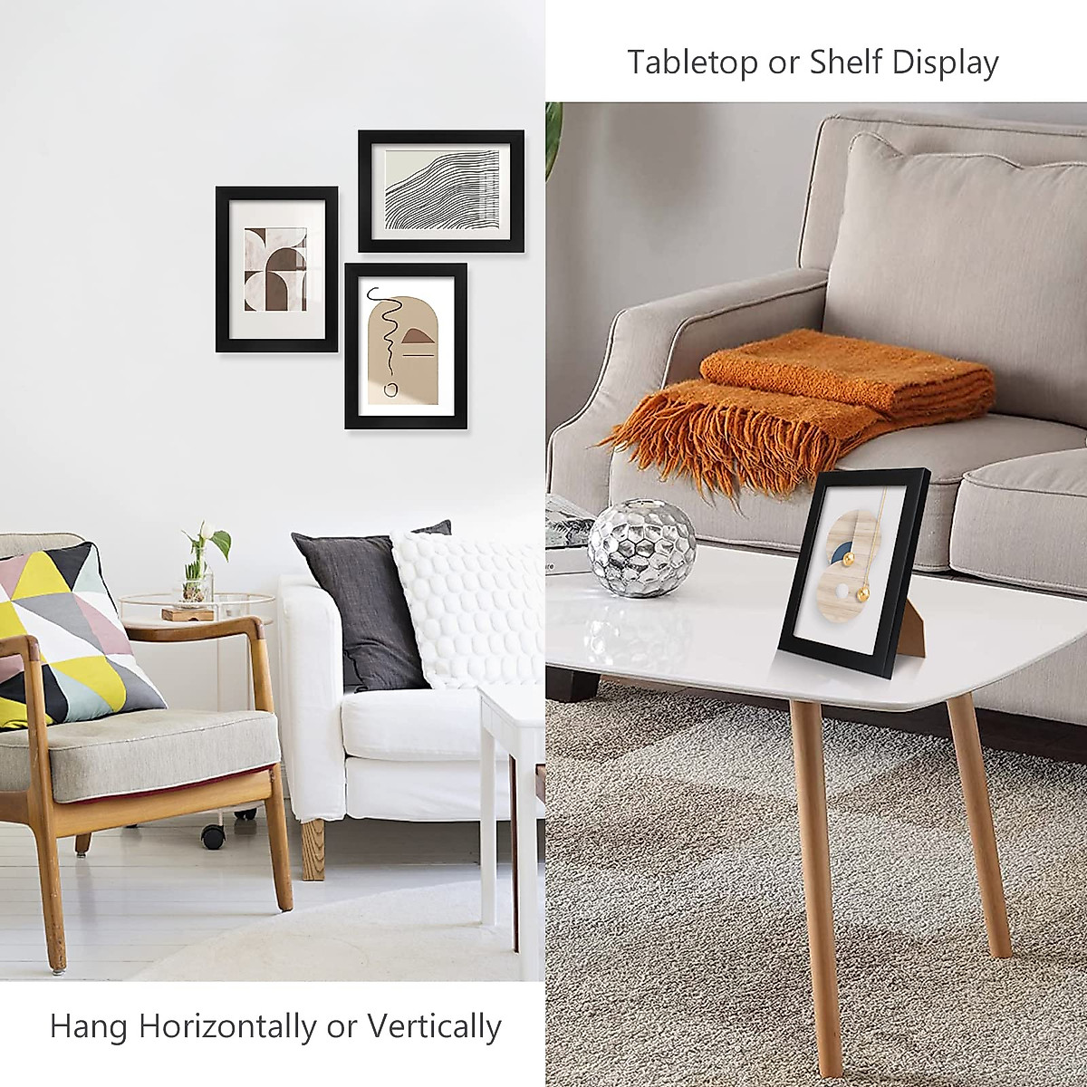 2 Pack 5x7 Picture Frame, Black Picture Frame for Wall and Tabletop Display, Resistant Plastic Photo Picture Frame with Clear Plexiglass for Vertical or Horizontal Display