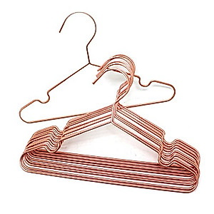 Koobay 12.6" Rose Gold Copper Kids Baby Hangers 10Pcs, Strong Metal Children Clothes Hangers for Closet, Space Saving Children Hanger for Toddler Coats Pants