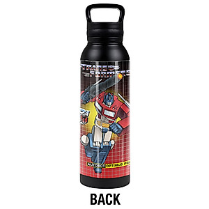 Transformers OFFICIAL Optimus Prime Black 24 oz Insulated Canteen Water Bottle, Leak Resistant, Vacuum Insulated Stainless Steel with Loop Cap