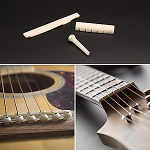 INKNOTE 53 PCS Guitar Accessories Kit-Acoustic Guitar Bridge Pins Pegs,Bridge Pin Puller Remover,Capo,Guitar Picks,Pick Holder and Guitar Saddle Nut,with Guitar Scale Sticker and dust-free cloth