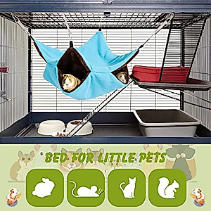 2 Pcs Pet Cage Hammock Soft Plush Bunkbed Hanging Hammock Warm Double Layer Ferret Hammock Small Pet Hammock Accessories for Rat Guinea Pig Sugar Glider Squirrel Chinchilla Play Sleep (Green, Blue)