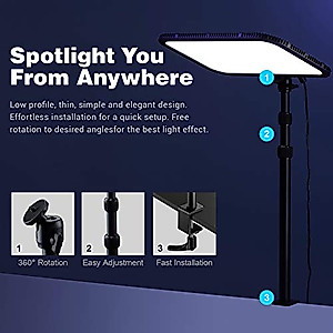Godox ES45 Key Light,LED Video Light with Extendable Desk Stand,2.4G Wireless Control,0-100% Brightness & 2800-6500K Color Temperature,E-Sports LED Light Kit for Streaming,Zoom Calls, YouTube,Tiktok