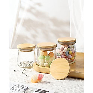 Oui Yogurt Jar Lids - 6 Pack Oui Lids- Natural Bamboo Wood with Silicone Sealing Rings, For 5 Oz Oui Yogurt Jars