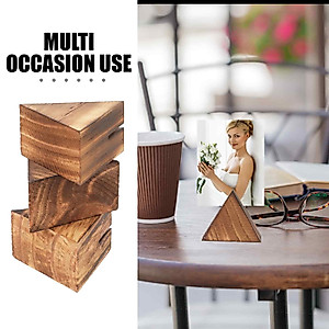 KALIONE 3 Packs Wood Place Card Holders Picture Frames Triangle Photo Holder, Picture Holders for Tables Centerpieces Photo Display Name Picture Holders for Wedding Party Birthday Decoration