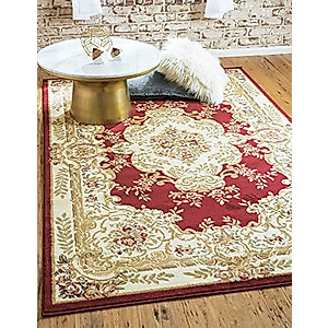Unique Loom Versailles Collection Traditional Classic Medallion Motif Area Rug (3' 3 x 5' 3 Rectangular, Burgundy/ Ivory)