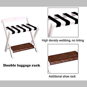 GUODDM Luggage Racks for Suitcases for Bedroom - Set of 2 Suitcase Stand for Guest Room Folding, Luggage Stand Wood with Backrest, 2-Tier Luggage Shelf Organizer, for Hotel Home Guest Room Bedroom