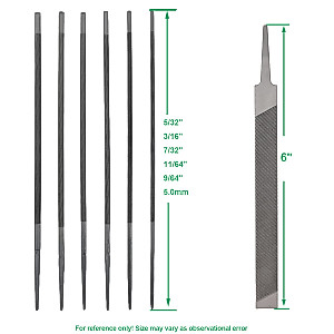 HeyCarb Chainsaw Sharpener File Kit Contains 5/32, 3/16, 7/32, 11/64, 9/64, 13/64 Inch Files, Wood Handle, Depth Gauge,Flat File, Quick Check Gauge,Cleaner,Pouch - for Sharpening and Filing Chainsaws