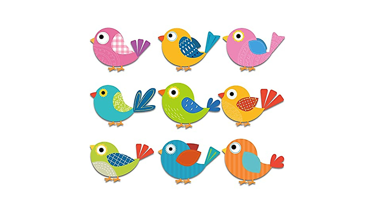 Colorful 45-Piece Boho Birds Cutouts for Decor