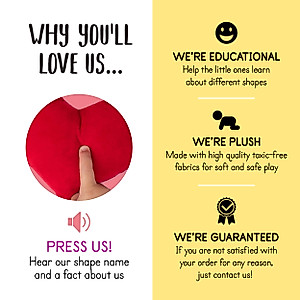 Talking Plush Rainbow & Shapes Toy Set | Includes 4 Talking Soft Shapes | Star, Heart, Circle, and Square with A Plush Rainbow Carrier | Great Gift for Baby and Toddler Girls or Boys