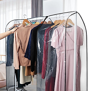 Zilink Clear Garment Rack Cover 6Ft Transparent Clothes Rack Cover Waterproof Clothing Rack Cover with 2 Durable Zippers for Garment Rack (72"L x 20"W x 60"H, Rack Not Included)