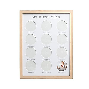 Pearhead Baby's First Year Photo Frame, Monthly Growth Baby Picture Frame, Gender-Neutral Baby Frame, Wooden