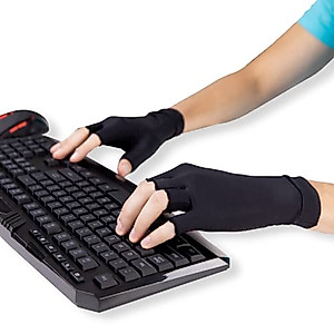 BraceAbility Carpal Tunnel Compression Gloves - Gamer's Copper-Infused Fingerless Support for Hand Arthritis, Gaming Wrist Pain, De Quervain's Tenosynovitis, Swollen Finger Joint Relief (L - 2 Pack)
