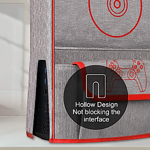 Eyglo Anti-Dust Cover for PS5 Sony PlayStation 5 Console Protective Cover Case -Anti Scratch and Waterproof, Support for PS5/Controllers/12 Game Discs (Red)