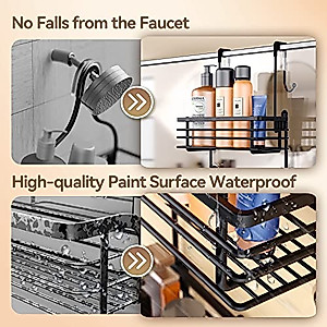 Gaseawolf Shower Caddy Over Shower Door, Shower Hanging Organizer, No Drilling Over the Door Shower Storage Caddy with 2-Tier Rack and Hooks, Holds Body Wash, Shampoo, Soap, Razor, Towel