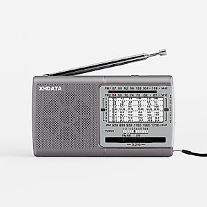 XHDATA D219 Portable AM FM Shortwave Radio Battery Operated Small Great Reception Radio with Good Sound,Earphone Jack for Elder,Home,Child [Silver]