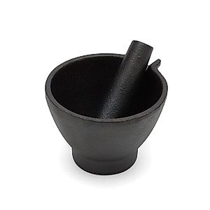 Fox Run Mortar and Pestle, Cast Iron, Black