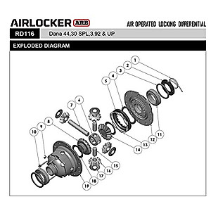 ARB RD116 Air Operated Locking Differential for Dana Spicer Model 44, 3.92 & Up, 30 Spline