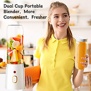 Personal Size Blender for Shakes and Smoothies,15.6 oz Portable Blender with 10 Blades,Rechargeable Mixers Fresh Fruit Juicers,Multifunctional Blender with 2 cups,For Travel,Sports,Outing VF23