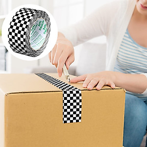 MTLEE Checkered Flag Tape Checkered Packing Tape Race Car Tape Printed Tape 1.88 Inches 100 Yards DIY Crafts Buffalo Tape Single Roll for Scrapbooking DIY Crafts Box Decoration