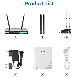 KuWFi 4G LTE Router with SIM Card Slot, Unlocked 4G WiFi Router with External Antennas, Industrial Wireless CPE Internet Routers for Home/Office, Work with AT&T and T-Mobile