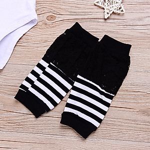 3PCS Outfit Set Newborn Toddler Baby Girl Clothes Romper+ Leg Warmers+ Bow Headband (70(0-3M), White)