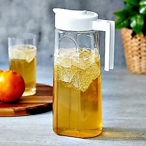 Amazing Abby - Slim - Tritan Pitcher (64 oz), Unbreakable Plastic Pitcher with Lid, BPA-Free, Heat-Resistant, Dishwasher-Safe, Great for Both Iced and Hot Drinks, Indoors and Outdoors, White