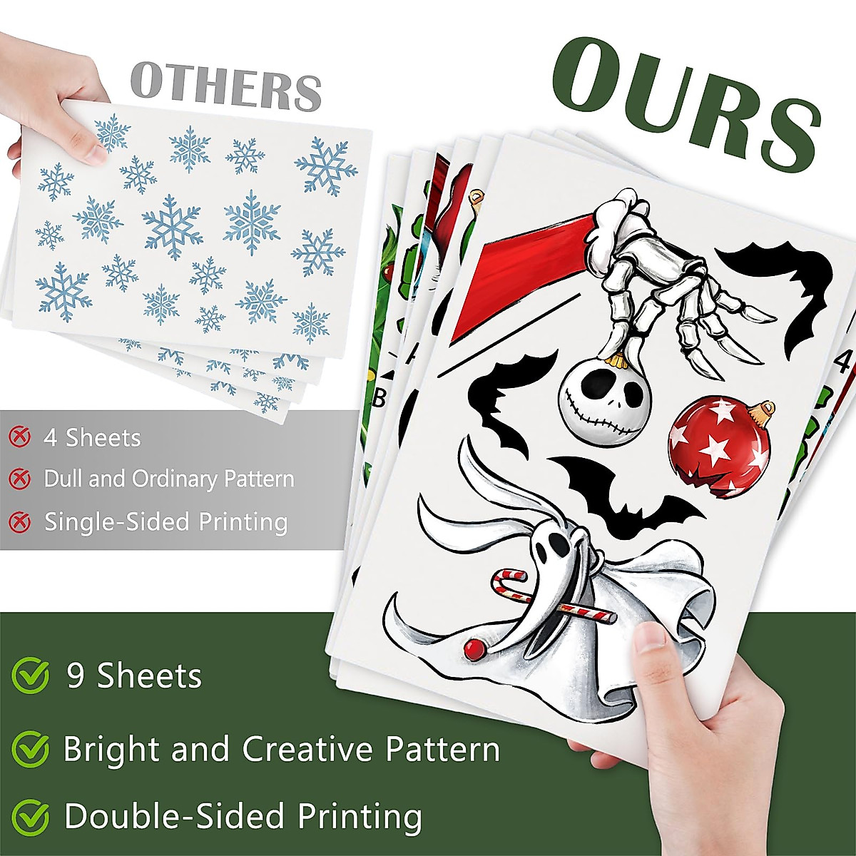 Mfault 121 PCS Merry Christmas Nigh.tmare BEF.ore Christmas Window Clings 9 Sheets, Jack Skellington Sally Xmas Tree Skull Stickers Decal Decoration, 2024 New Year Home Kitchen Winter Holiday Decor