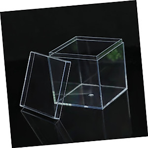 GLEAVI Clear Square Cube 60 Pcs Packing Box Candy Containers Party Candy Bag Party Gift Candy Cake Gift Container Candy Packaging Case Party Candy Storage Cases Seal Specimen Acrylic