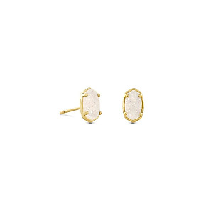 Kendra Scott Emilie Stud Earrings for Women, Fashion Jewelry, 14k Gold-Plated, Iridescent Drusy