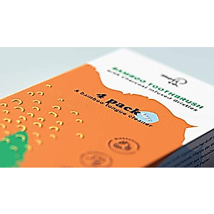 MOTI CO. Bamboo Toothbrushes 4 Pack - Tongue Cleaner Gift Inside - Soft Charcoal Bristles - Eco-Friendly and Biodegradable - Healthier Teeth and Planet