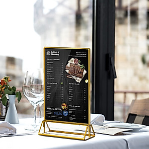 6 Pack Acrylic Wedding Table Numbers Holder, Gold Frames Sign Holders 5x7, Vertical Display Stand for Table Menu Holders, Double Sided Photo Picture Frame for Party Wedding Table Decorations